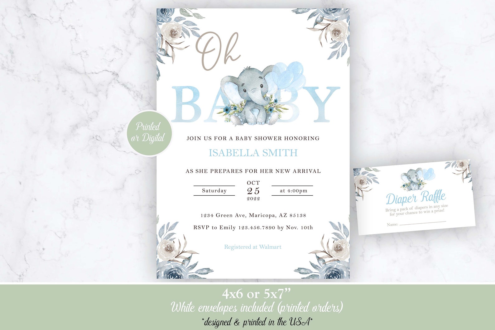 Boy Elephant Baby Shower Invitation Elephant Baby Shower - Etsy