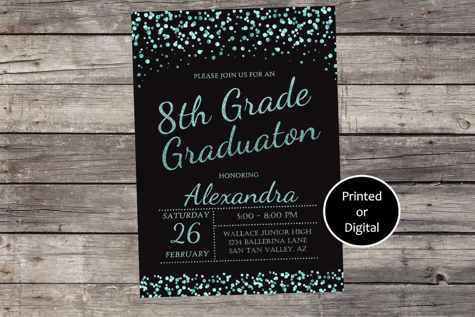 8th Grade Graduation Invitation Middle School Graduation - Etsy