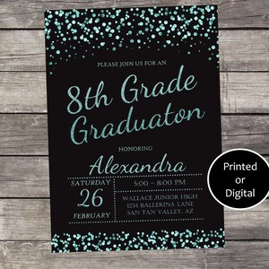 8th Grade Graduation Invitation, Middle School Graduation Invitation ...
