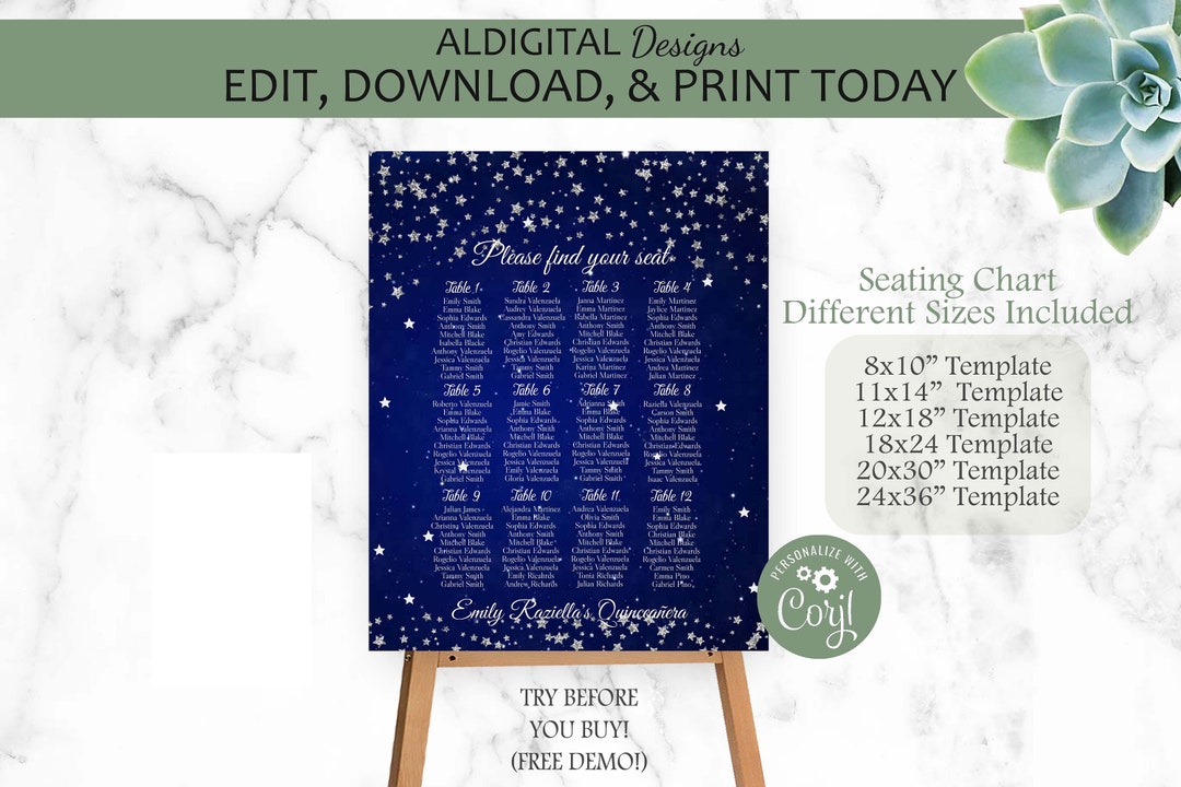 Starry Night Seating Chart, Starry Seating Chart, Under the Stars ...