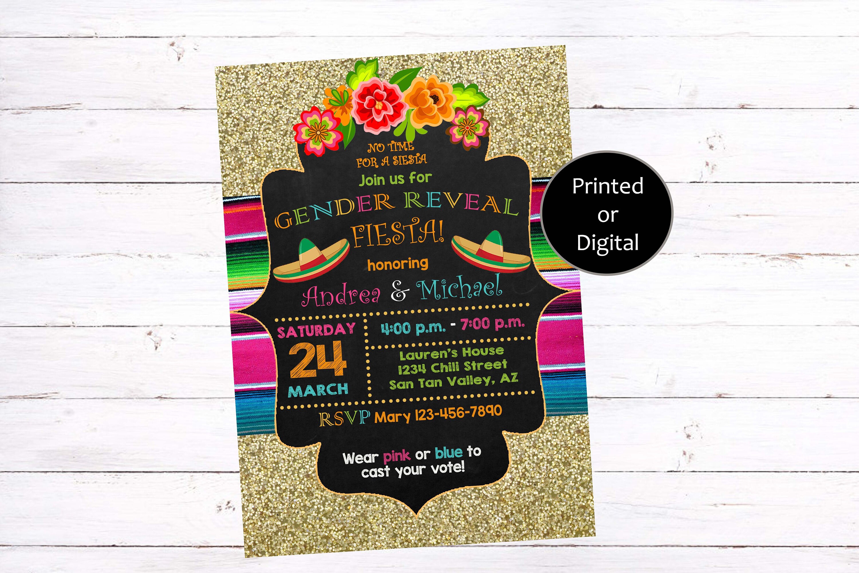 Fiesta Invitation Fiesta Birthday Invitation Mexican Fiesta | Etsy
