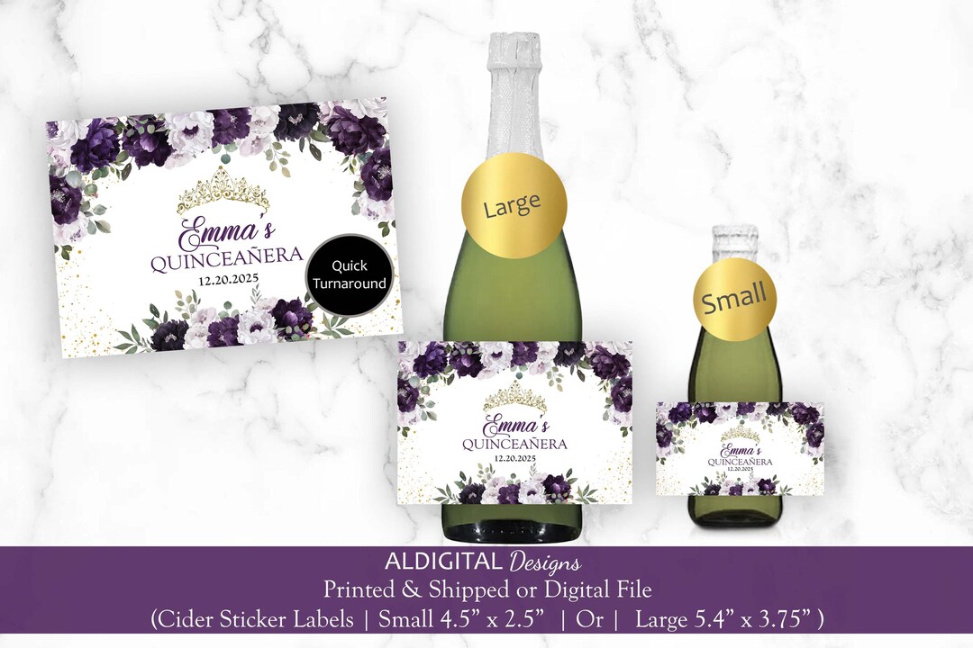 Cider Labels, Quinceanera Purple Apple Cider Labels, Quinceanera Cider ...