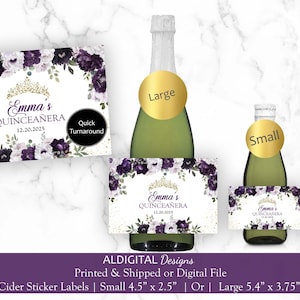 Cider Labels, Quinceanera Purple Apple Cider Labels, Quinceanera Cider ...