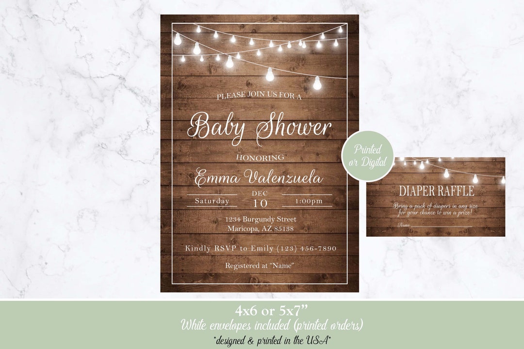 Rustic Baby Shower Invitation, Baby Shower Invitation, Rustic Wooden ...