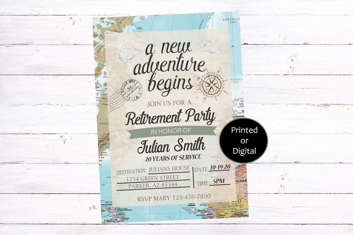 Travel Retirement Invitation World Map Travel Retirement - Etsy