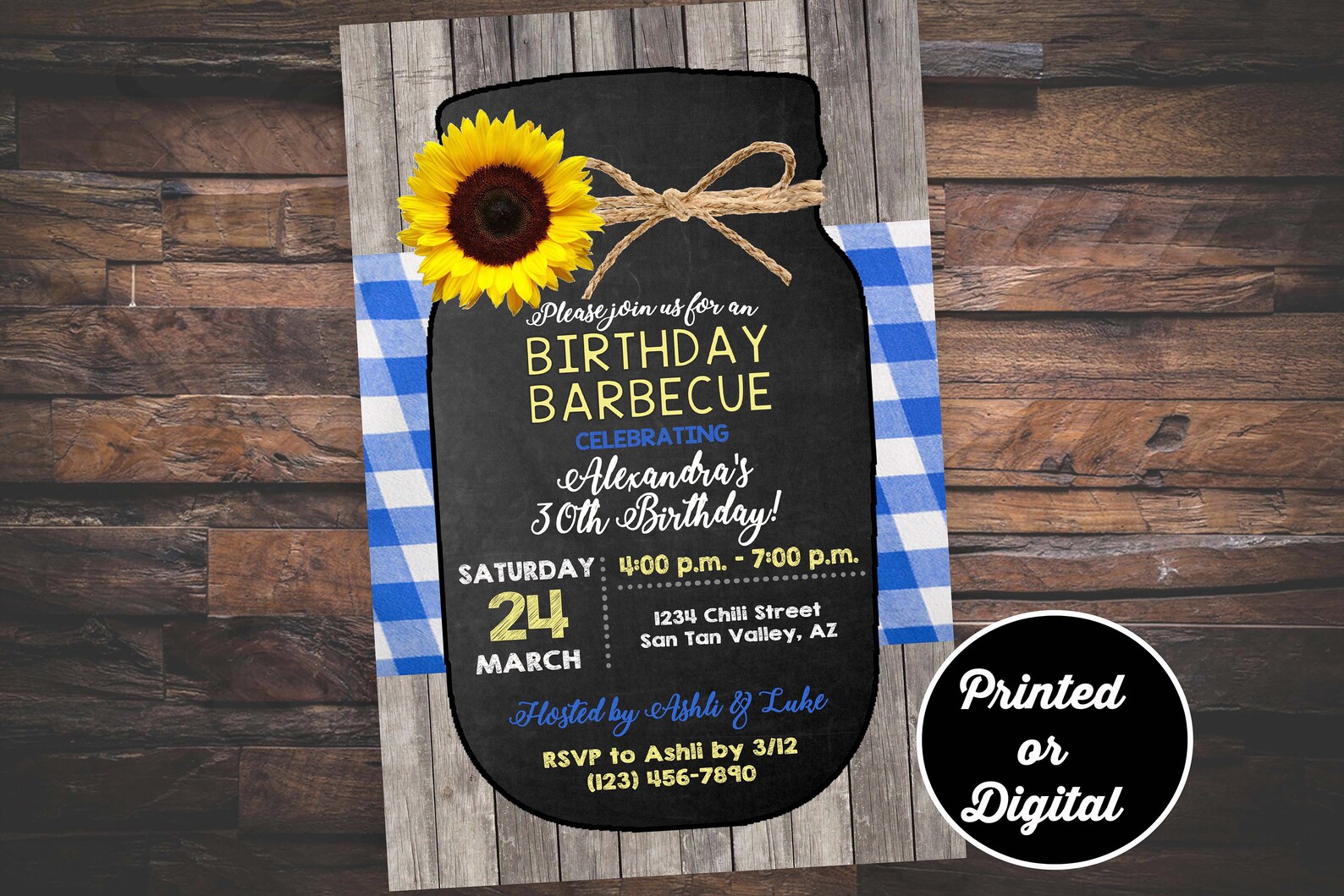 Birthday Bbq Invitation Birthday Barbecue Invitation Bbq Invitation Barbecue Invitation Blue