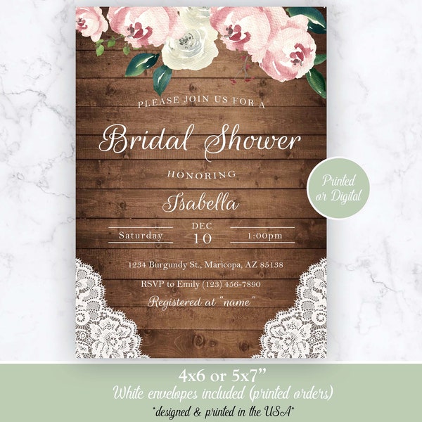 Rustic Bridal Shower Invitation - Etsy