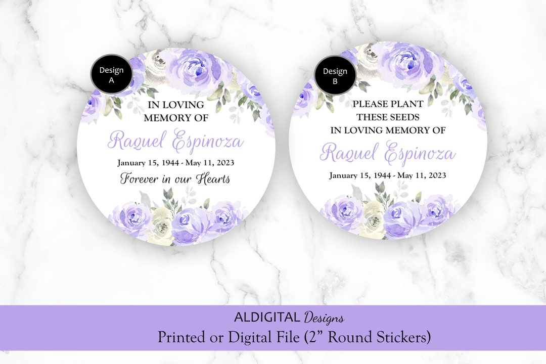 Funeral Memorial Stickers, Funeral Memorial Favor Stickers, Seed ...