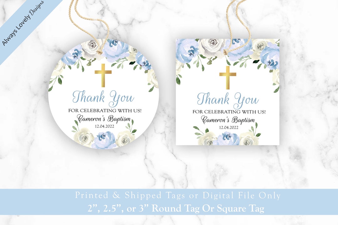 Baptism Favor Tags, Mi Bautizo Favor Tags, Blue Favor Tags, Baptism ...