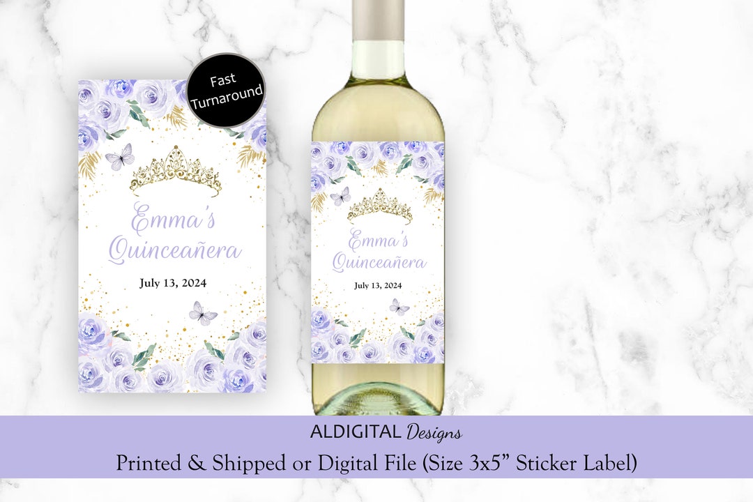 Wine Labels, Quinceanera Purple Wine Labels, Quinceanera Wine Sticker ...