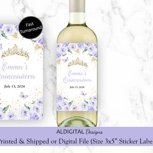 Wine Labels, Quinceanera Purple Wine Labels, Quinceanera Wine Sticker ...