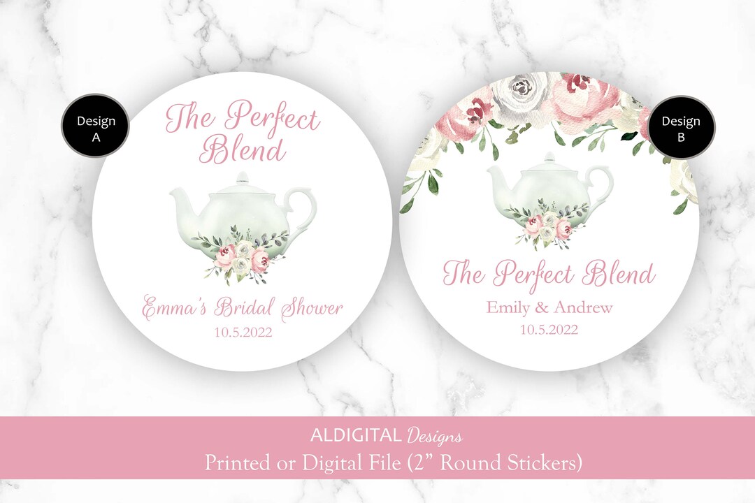 Tea Party Favor Stickers, Tea Party Stickers, Tea Bridal Shower Favor ...