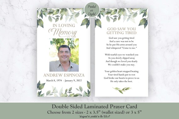 Memorial Prayer Cards Funeral Prayer Cards Funeral Memorial - Etsy