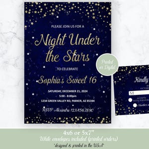 Starry Night Dinner Menu, Starry Night Sweet Sixteen Menu Card ...