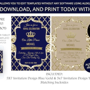 Prince Birthday Invitation, Royal Prince Invitation, First Birthday ...