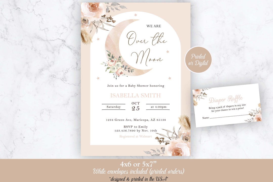Over the Moon Invitation, Over the Moon Baby Shower Invitation, Pampa ...
