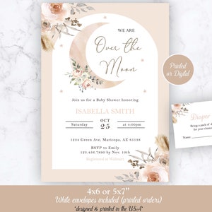 Over the Moon Invitation, Over the Moon Baby Shower Invitation, Pampa ...