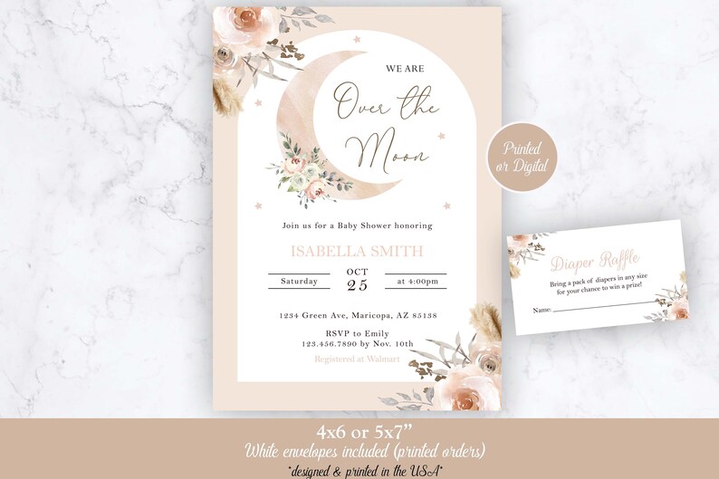 Over the Moon Invitation Over the Moon Baby Shower - Etsy