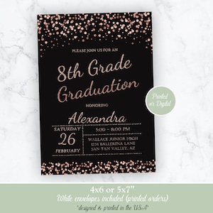8th Grade Graduation Invitation, Middle School Graduation Invitation ...
