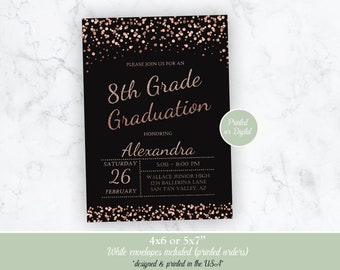 8th Grade Graduation Invitation, Middle School Graduation Invitation ...