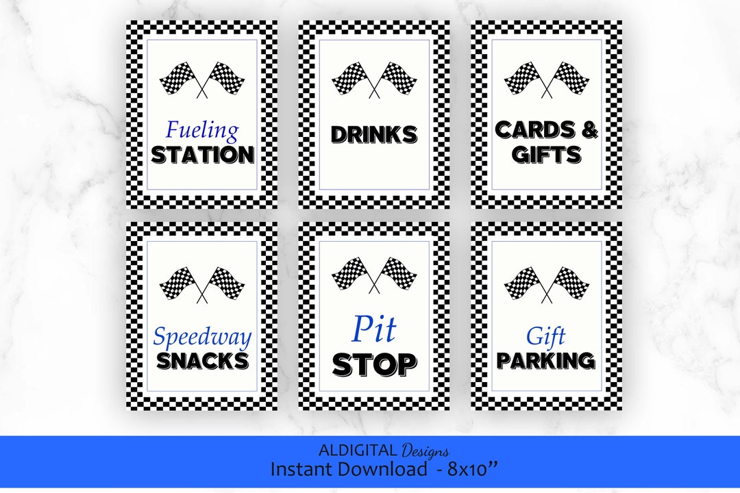 Racing Signs, Racing Table Signs, Racing Party Table Signs, Pit Stop ...