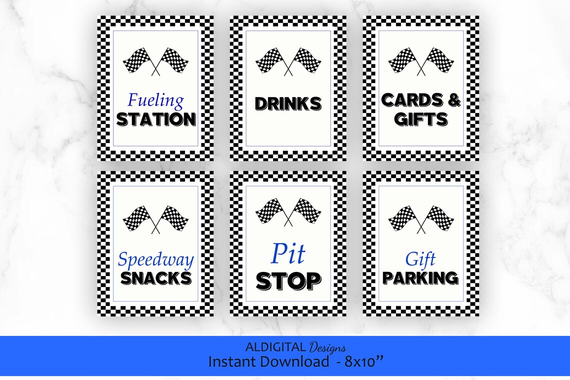 Racing Signs, Racing Table Signs, Racing Party Table Signs, Pit Stop ...