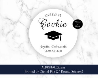One Smart Cookie Favor Sticker, Minimalist Sticker, Graduation Favor ...