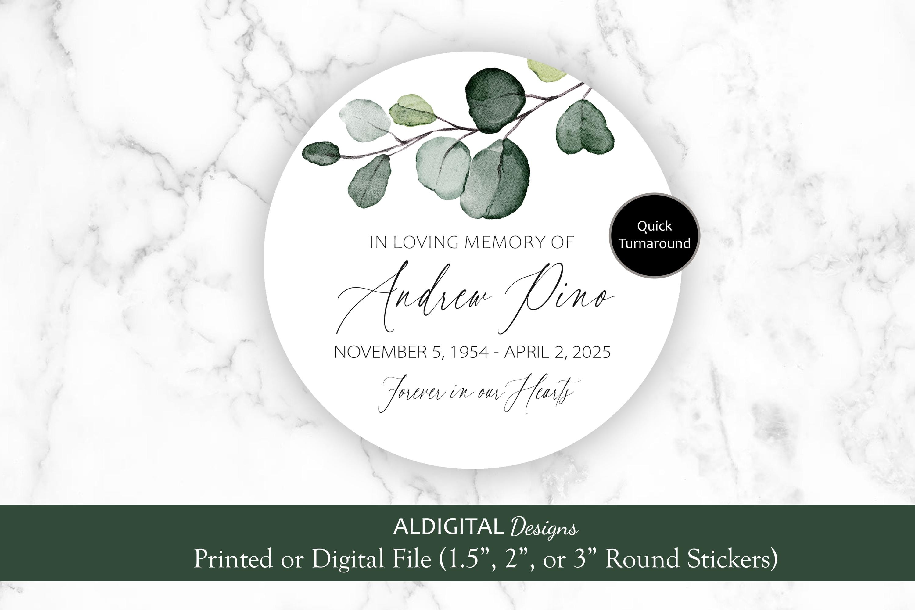 Funeral Stickers, Funeral Memorial Stickers, Celebration of Life ...