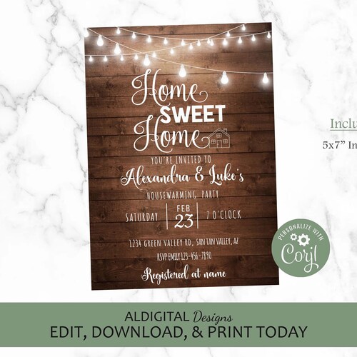 EDITABLE Housewarming Party Invitation Rustic Housewarming - Etsy