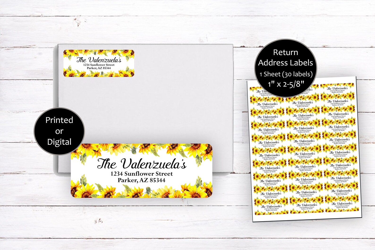Sunflower Return Address Labels Custom Return Address Labels | Etsy