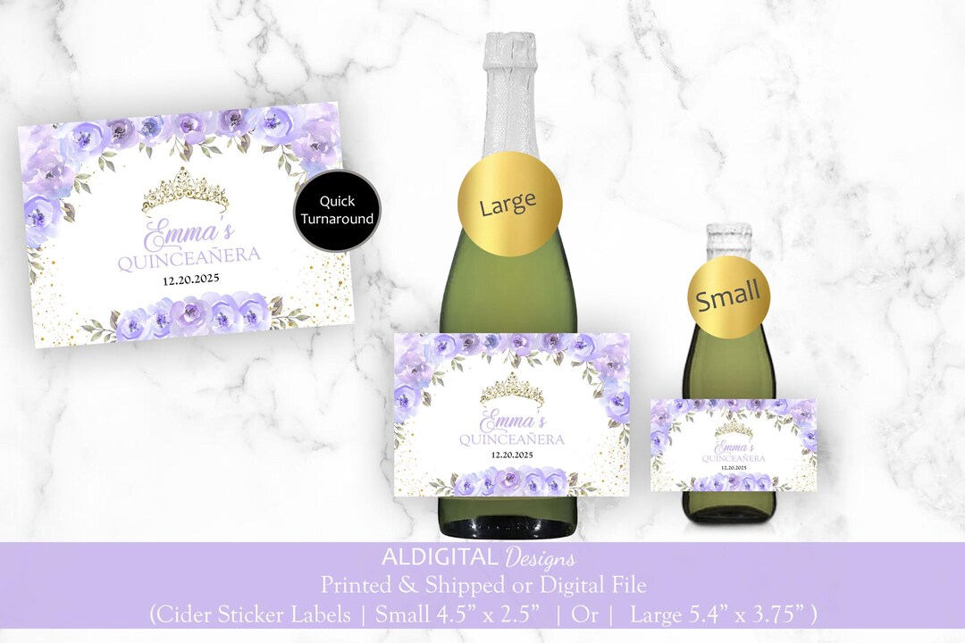 Cider Labels, Quinceanera Lilac Apple Cider Labels, Quinceanera Cider ...