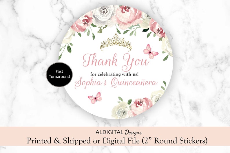 Quinceanera Crown Sticker, Quinceanera Crown Favor Stickers ...