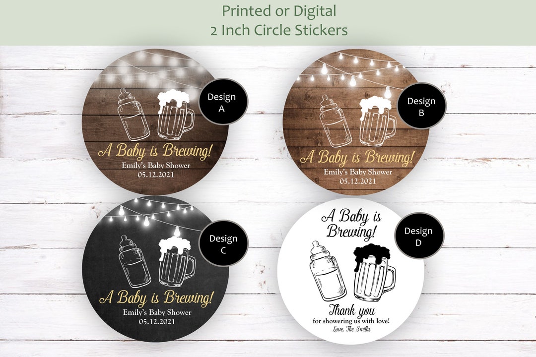 Baby Shower Stickers, Baby Shower Favor Stickers, A Baby is Brewing ...