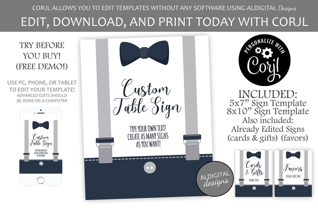 Little Man Table Sign Bow Tie Table Sign Suspenders Bow Tie - Etsy