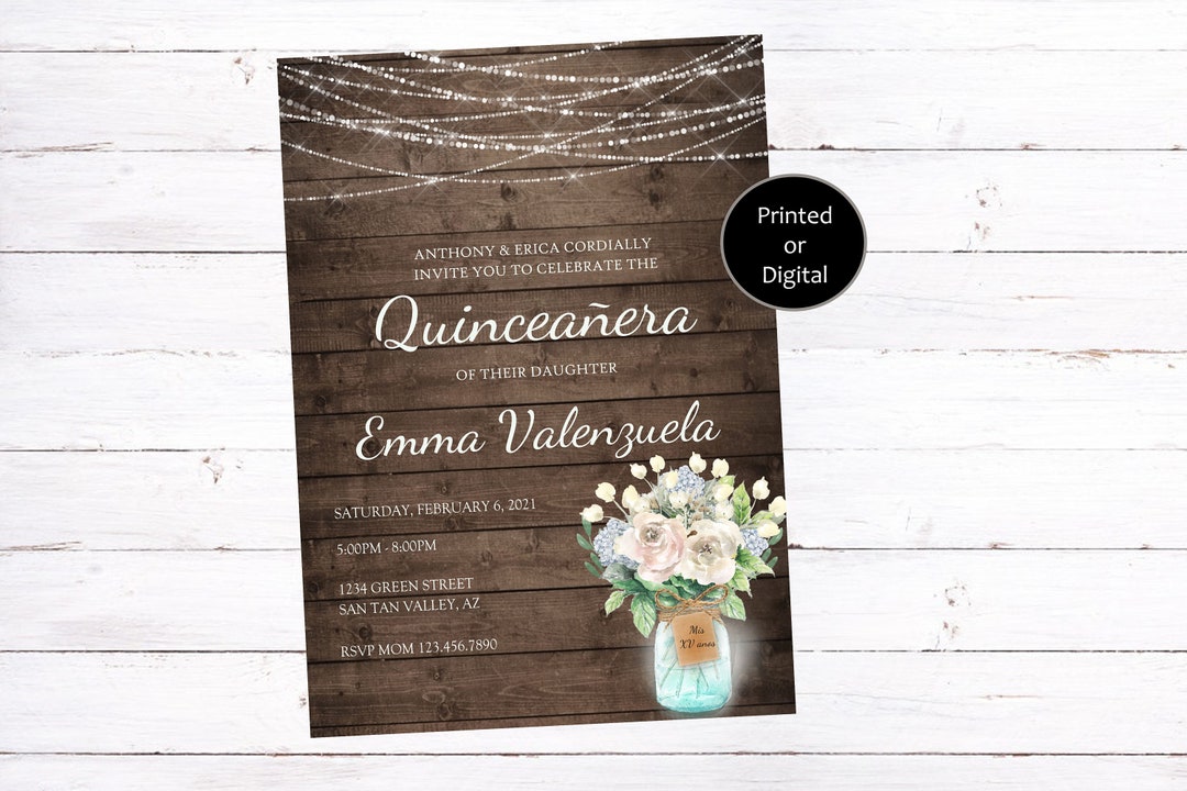 Rustic Quinceanera Invitation, Rustic 15th Birthday Invitation, Sweet ...