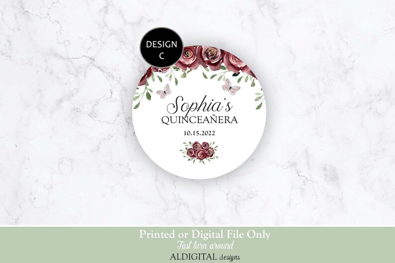 Quinceanera Stickers, Quinceanera Burgundy Stickers, Sweet Sixteen ...