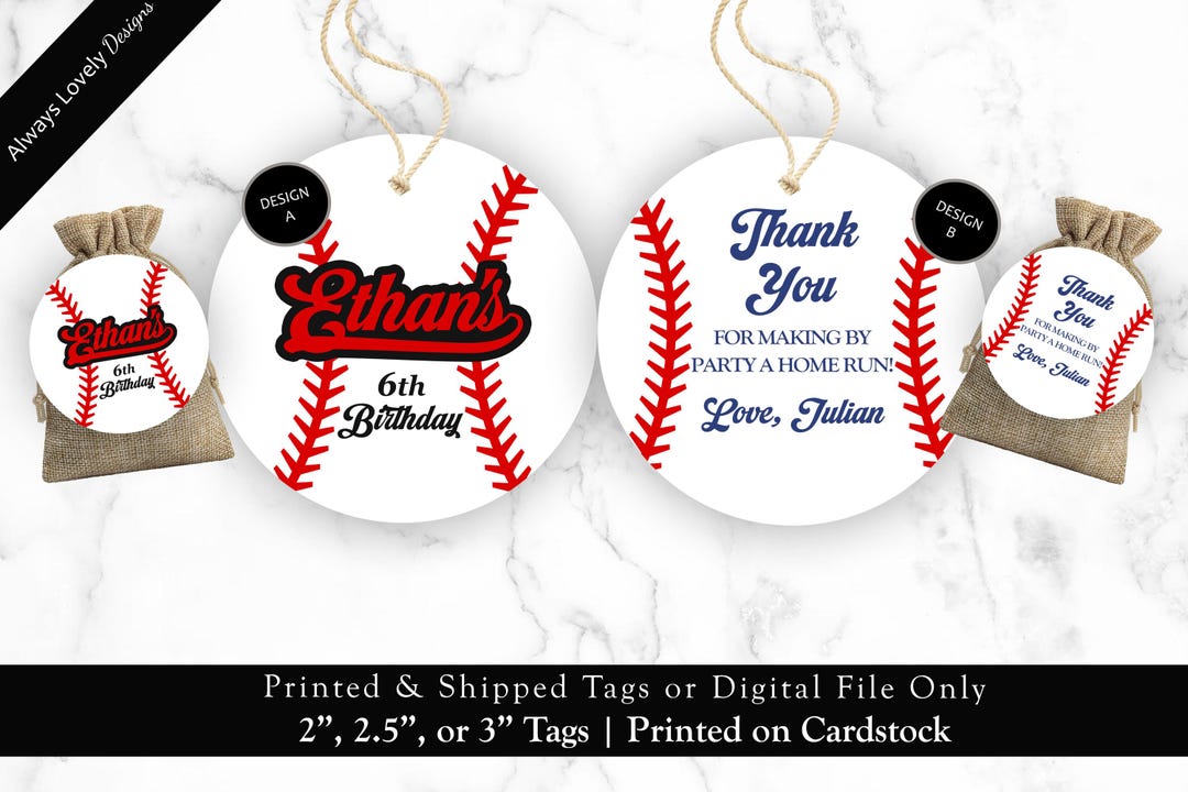 Baseball Favor Tags, Baseball Hang Tags, Baseball Birthday Tags ...