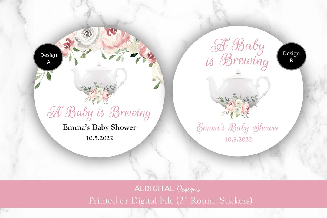 Tea Party Favor Stickers, Tea Party Stickers, Tea Baby Shower Favor ...