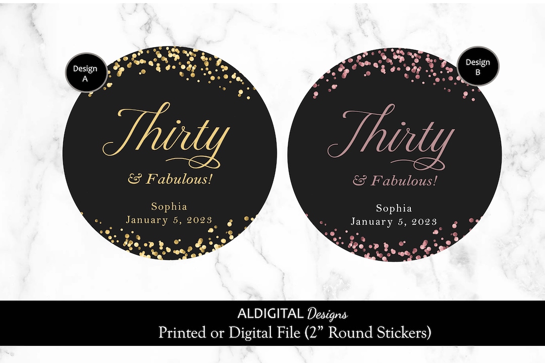 30th Birthday Stickers, 30 Birthday Stickers, Gold 30th Birthday ...