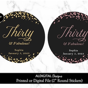 30th Birthday Stickers, 30 Birthday Stickers, Gold 30th Birthday ...