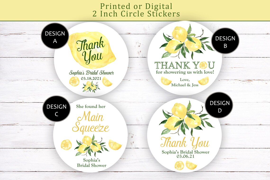 Lemon Thank You Stickers Lemon Stickers Lemon Bridal Shower - Etsy