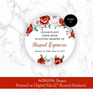 Funeral Memorial Stickers, Funeral Memorial Red Favor Stickers ...