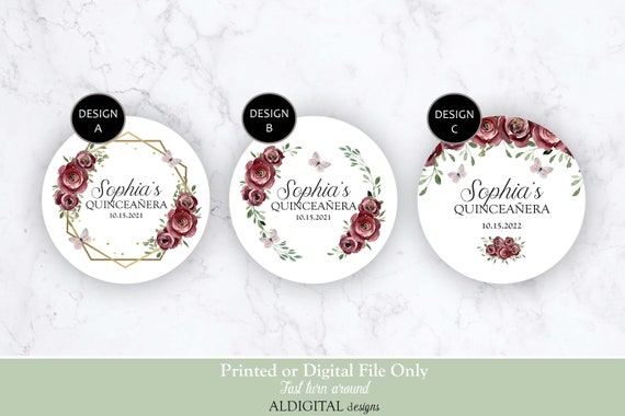 Quinceanera Stickers Quinceanera Burgundy Stickers Sweet - Etsy