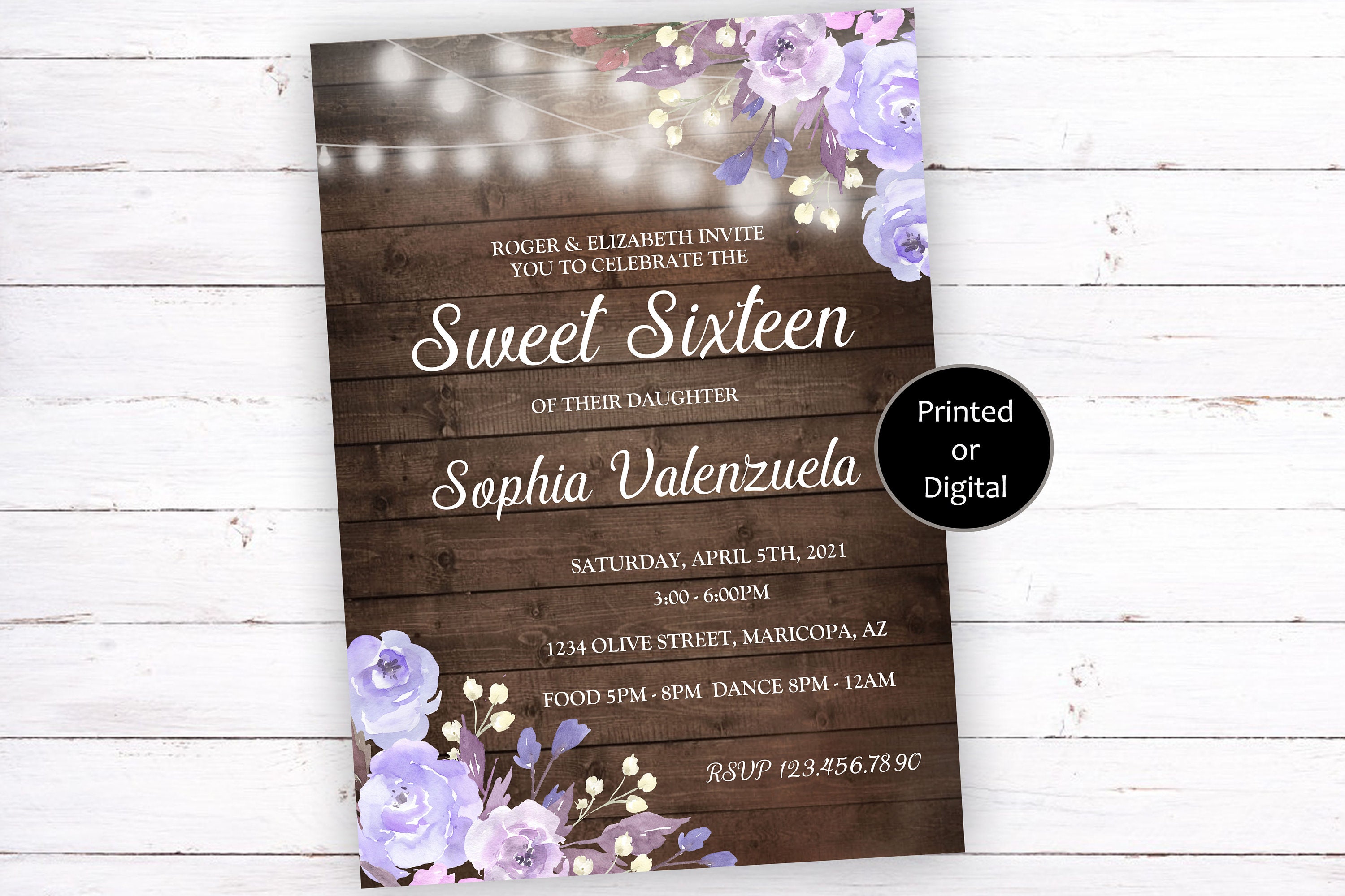 Quinceanera Invitation Quinceanera Birthday Invitation | Etsy