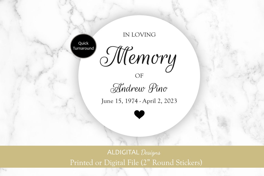 Funeral Stickers, Funeral Memorial Stickers, Personalized Memorial ...