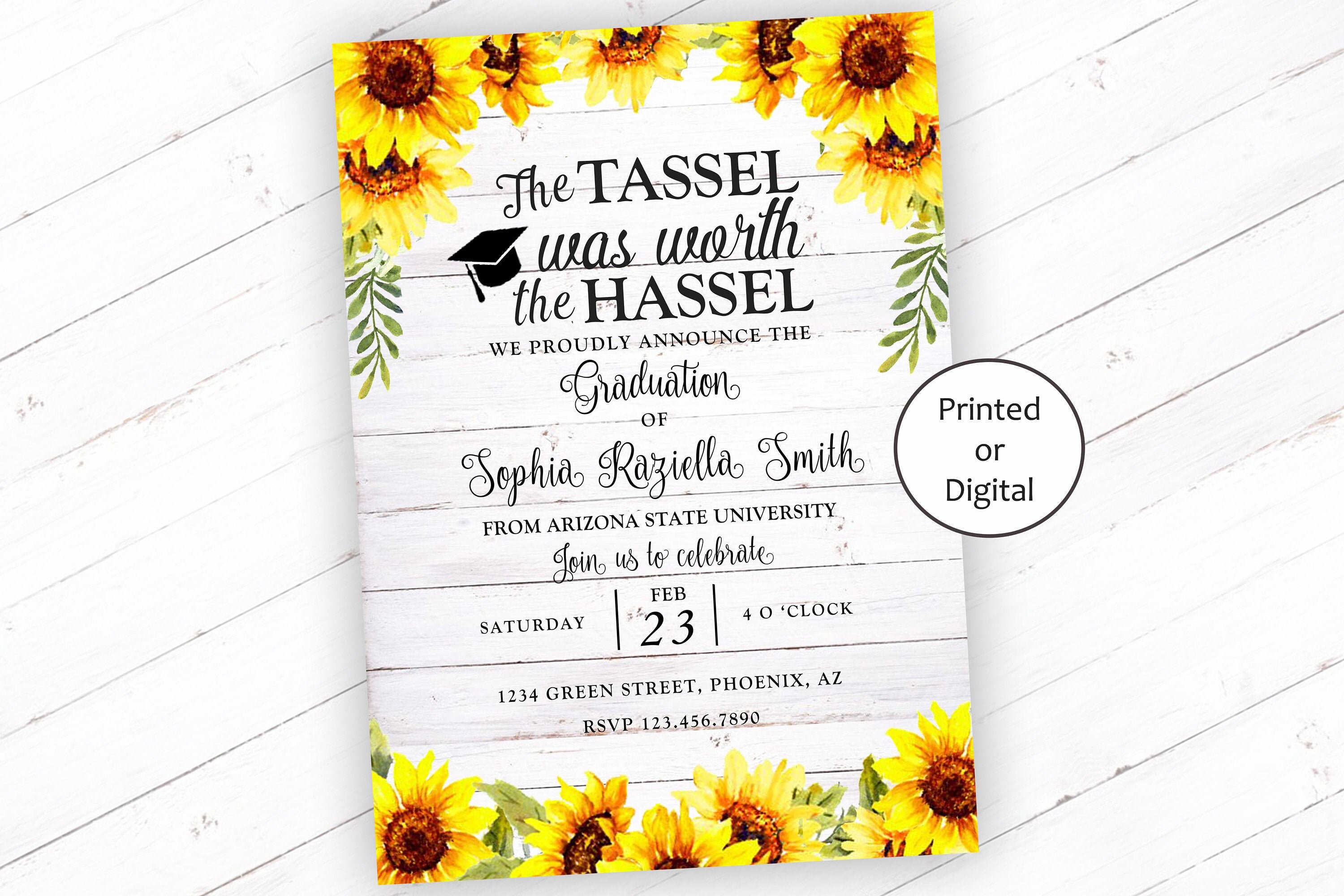 Graduation Invitation Graduation Announcement Sunflower | Etsy