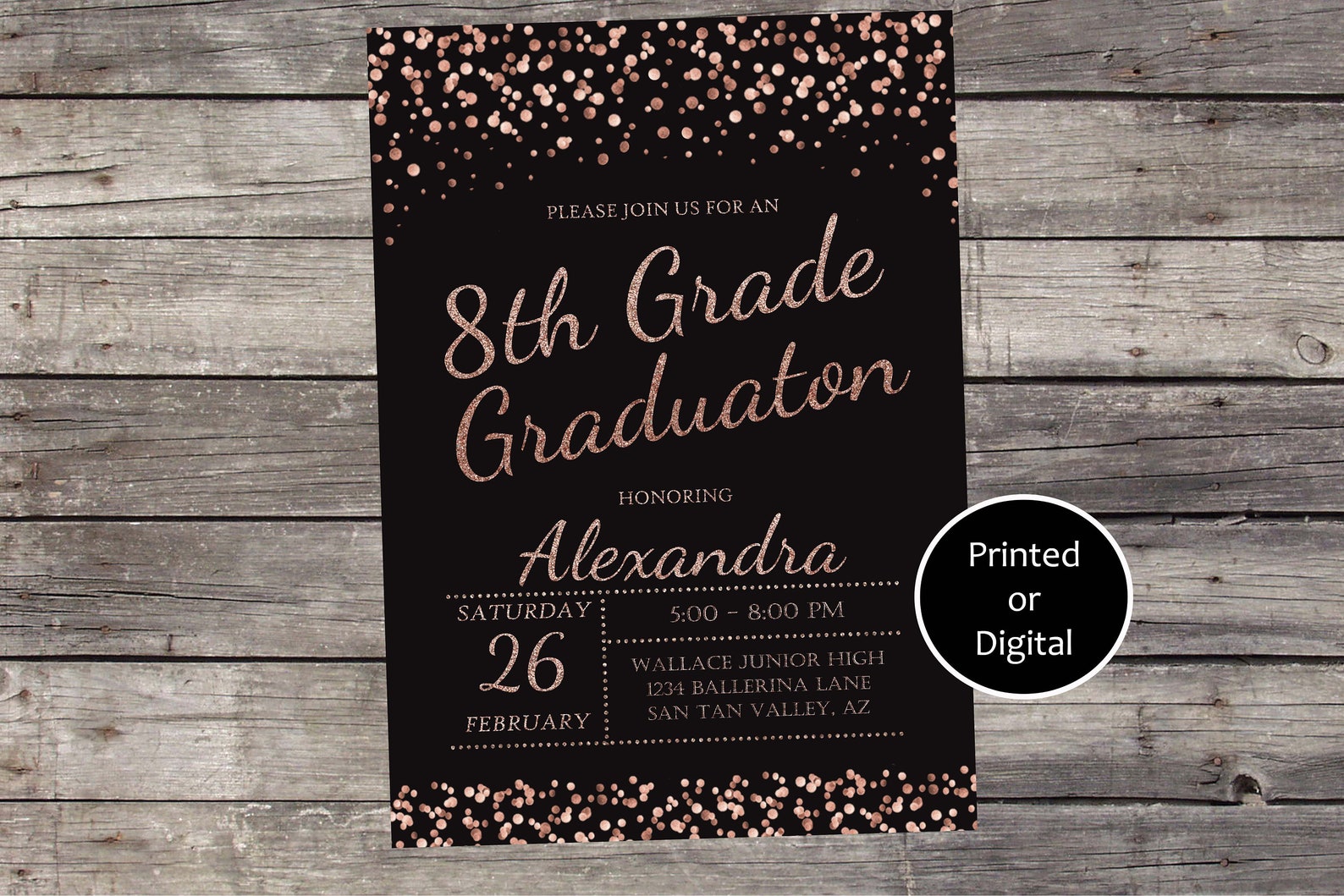 8th Grade Graduation Invitation Middle School Graduation - Etsy