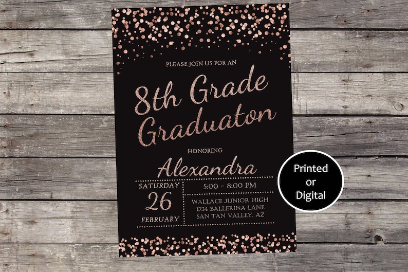 8th Grade Graduation Invitation Promotion Invitation 8th - Etsy