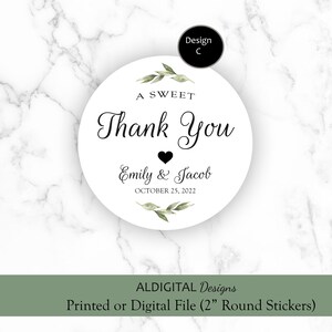Sweet Thank You Stickers, A Sweet Thank You Stickers, Wedding Favor ...