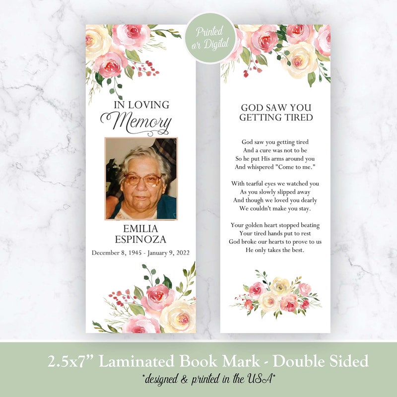 Laminated Obituary Bookmarks - Etsy